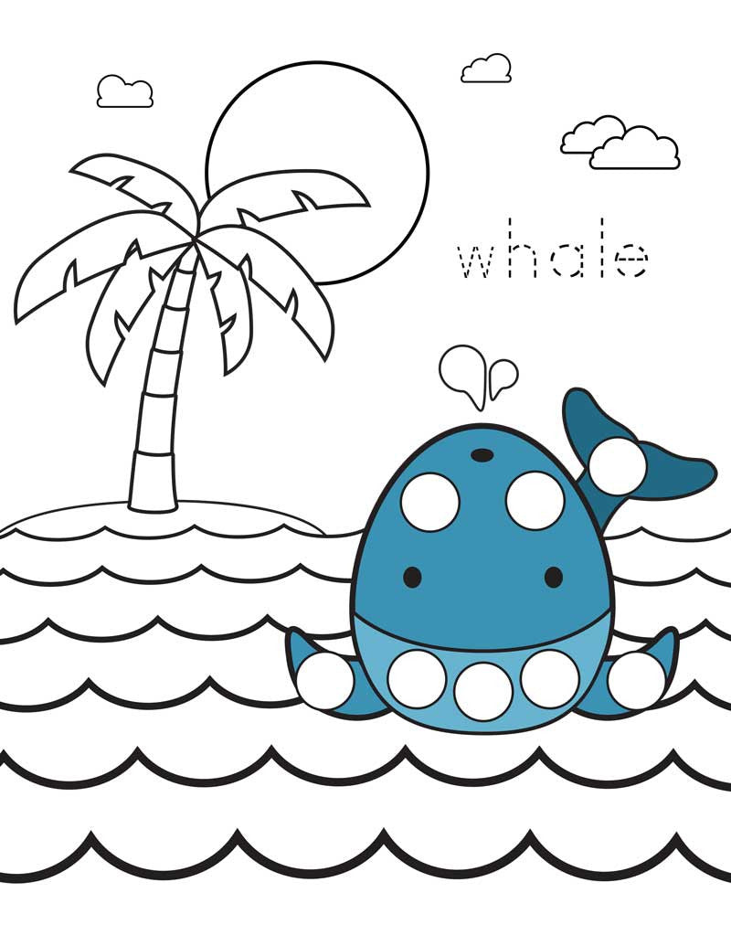 whale dot to dot coloring pages